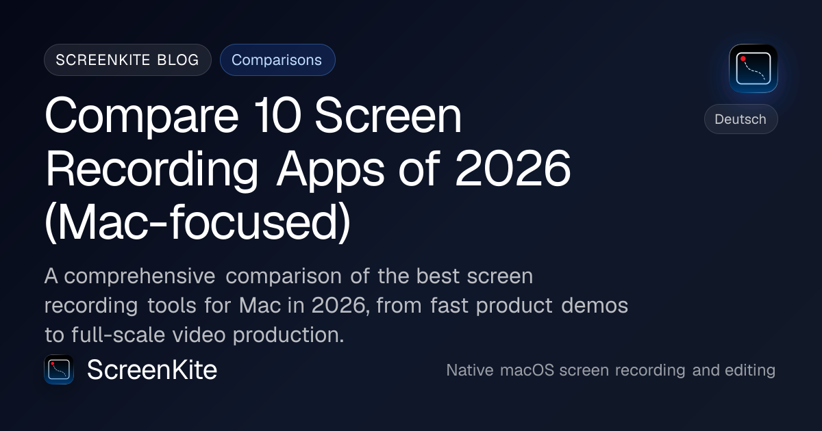 ScreenKite — Compare 10 Screen Recording Apps of 2026 (Mac-focused)