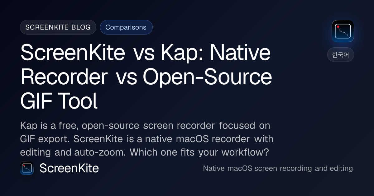 ScreenKite — ScreenKite vs Kap: Native Recorder vs Open-Source GIF Tool